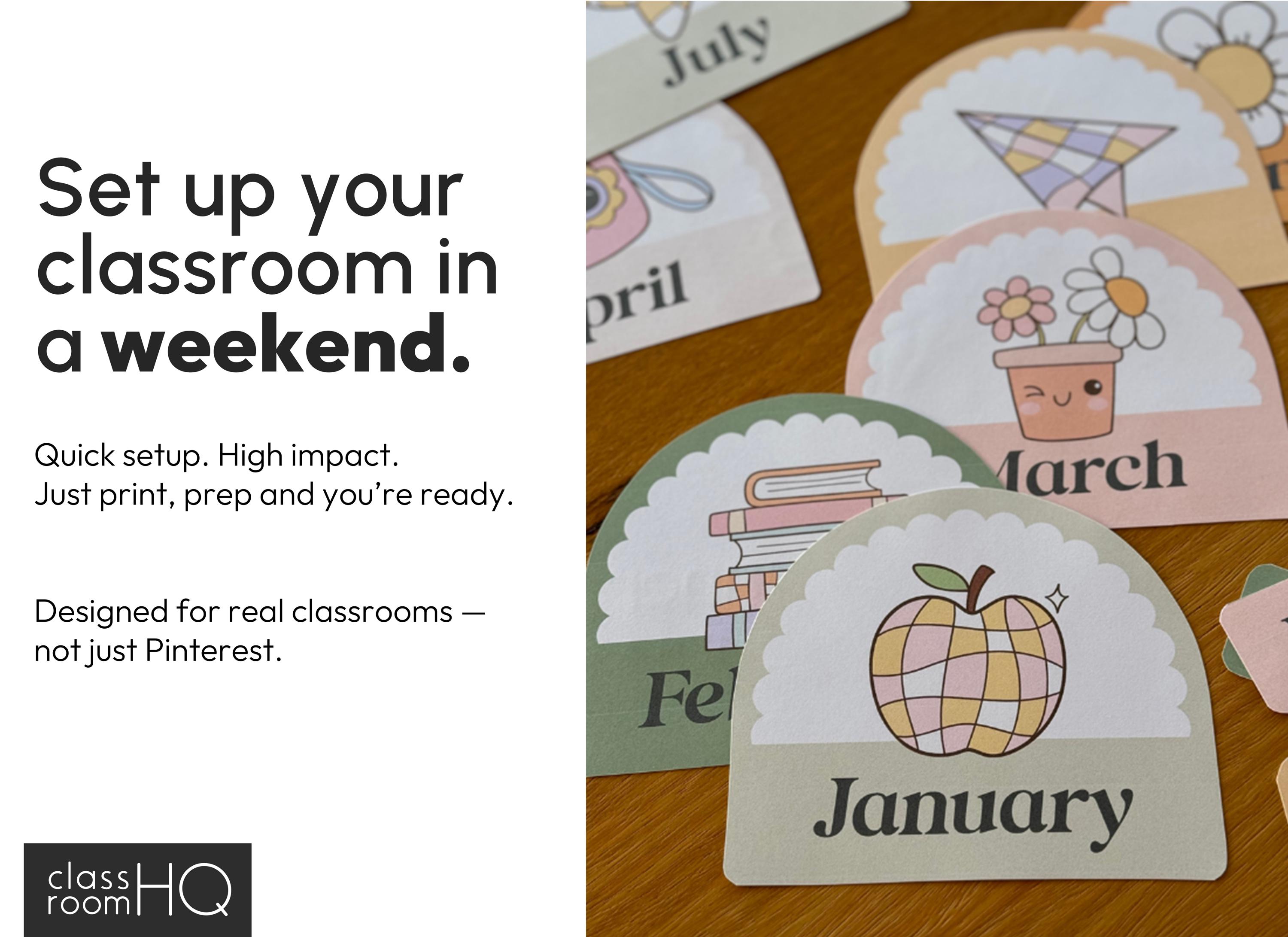 Retro Daisy Classroom Decor Bundle | Editable Calm Classroom Setup ...