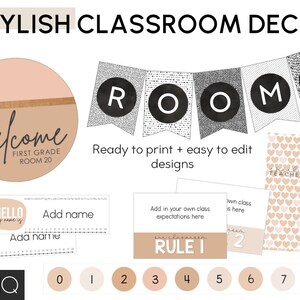 Neutral Classroom Decor BUNDLE BW NEUTRALS Collection - Etsy
