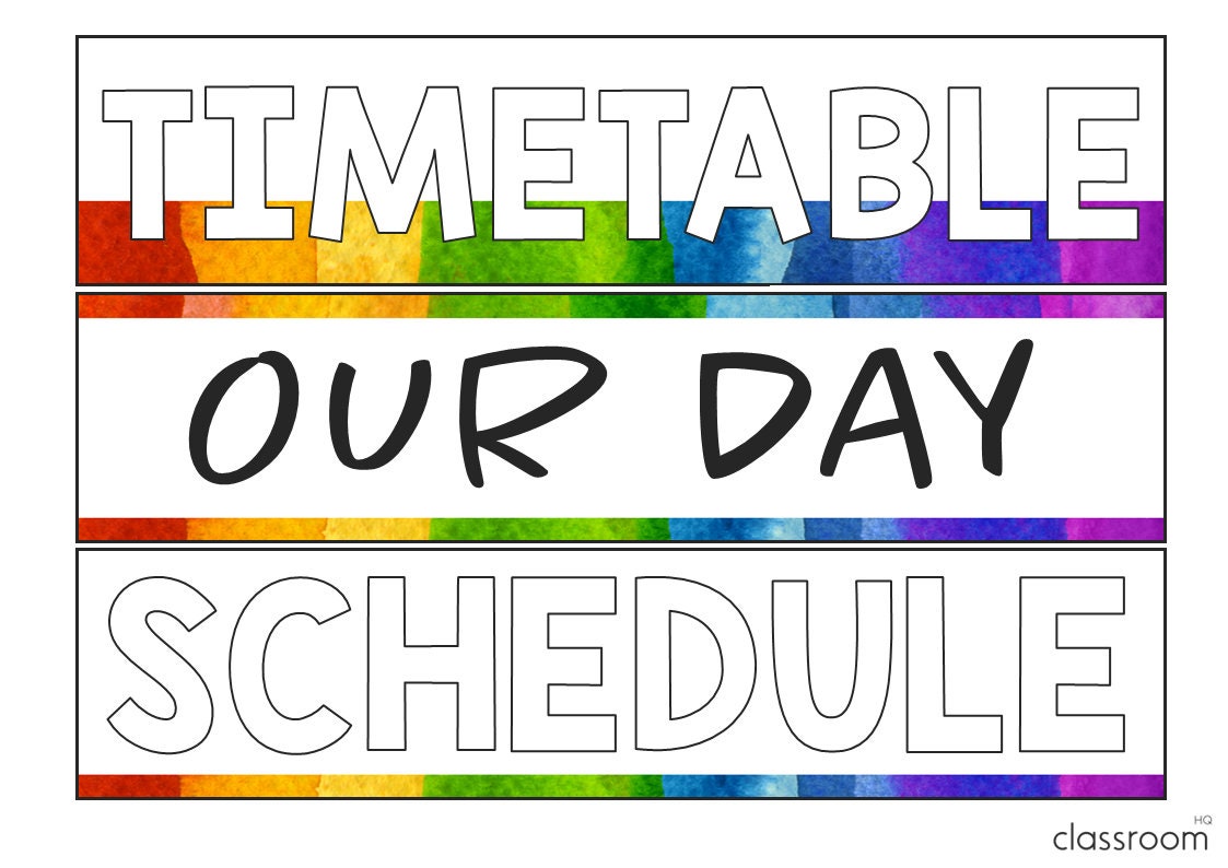 Watercolor Rainbow Theme Classroom Decor Visual Schedule Timetable Pack ...