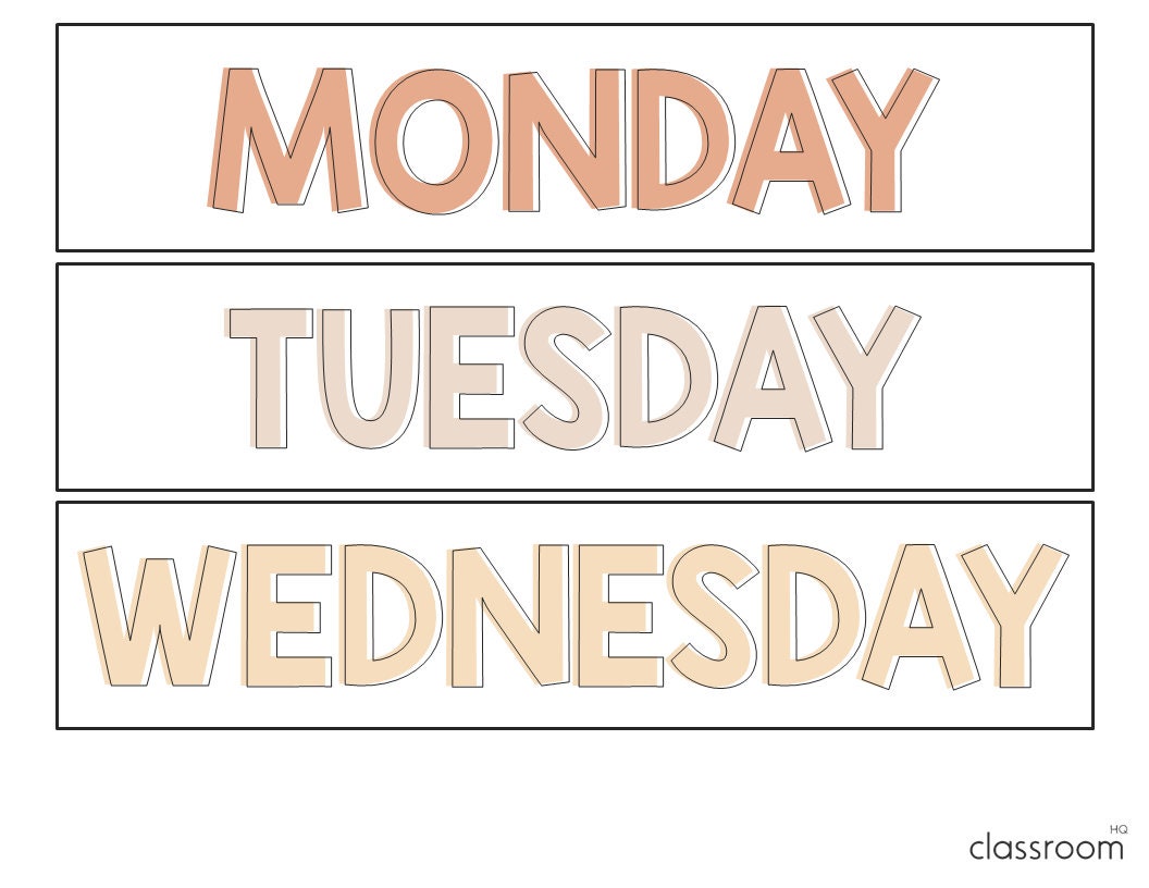 Neutral Classroom Decor Large Classroom Calendar | B+W NEUTRALS ...