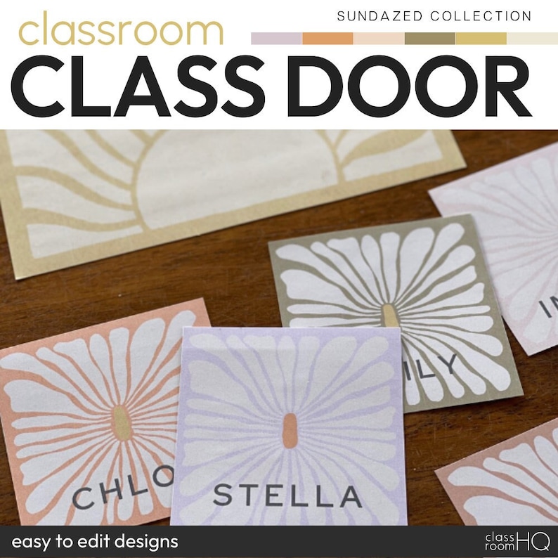 Groovy Vintage Retro Classroom Theme Editable Class Door Decor ...