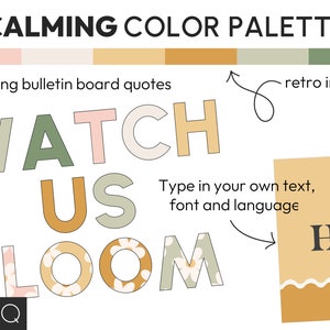 Vintage Retro Daisy Theme Editable Class Door Decor and Bulletin Board ...