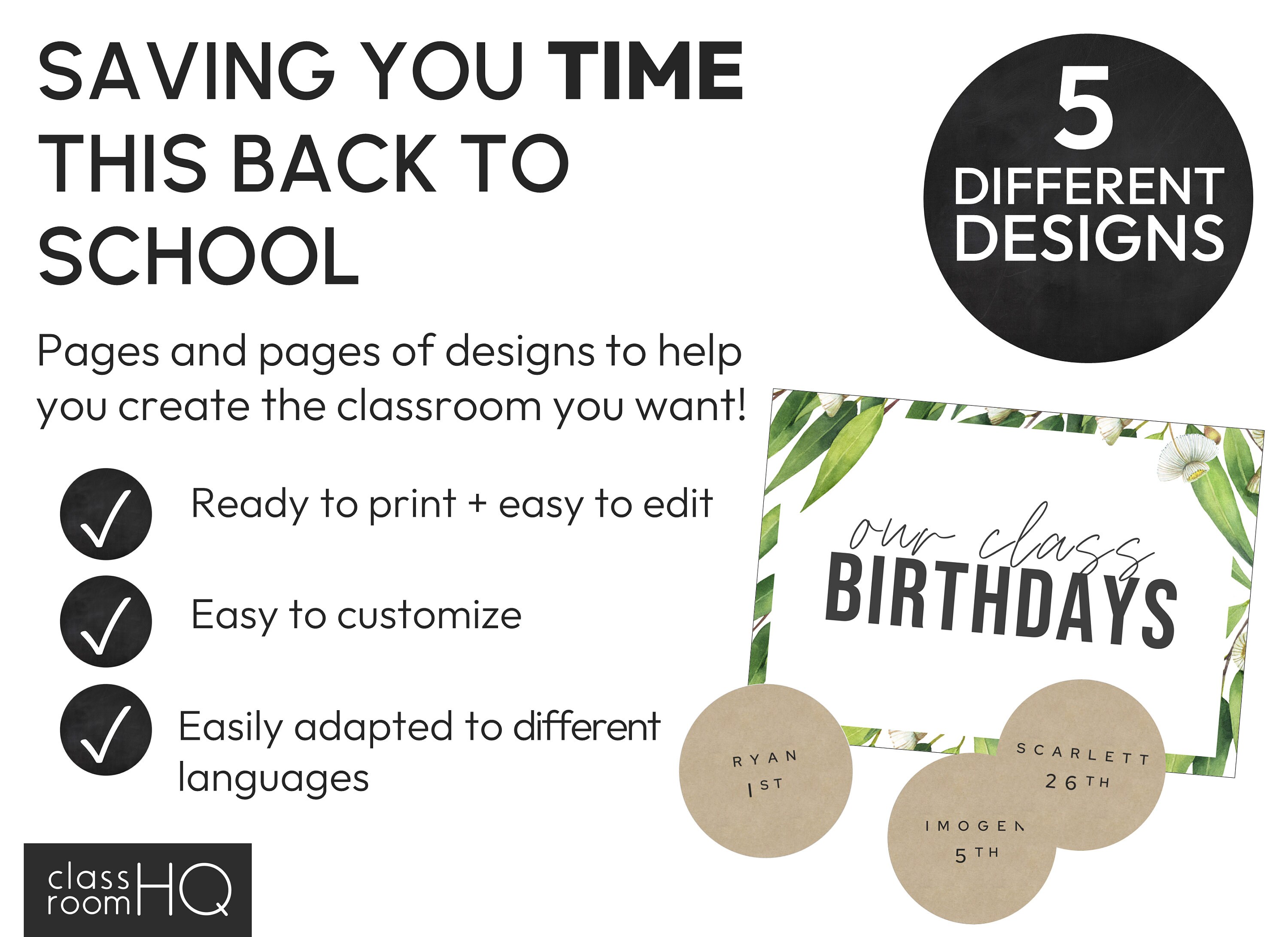 Australian Eucalyptus Theme Editable Class Birthday Display GUM LEAF ...