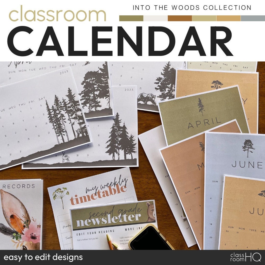 Woodland Forest Theme Classroom Decor Editable Simple One Month to a ...