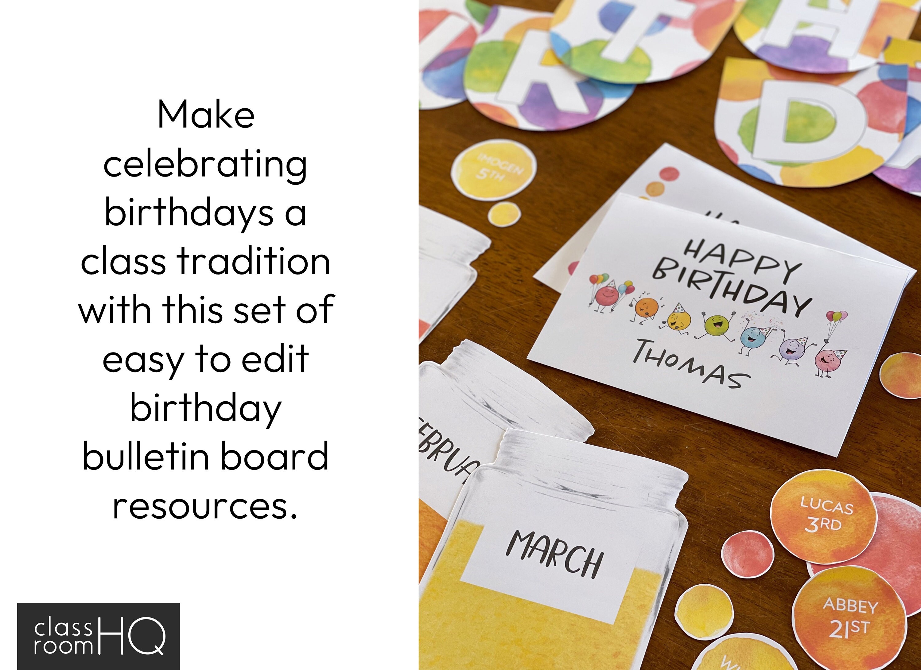 Watercolor Rainbow Theme Class Birthday Display | WATERCOLOR PAINT ...