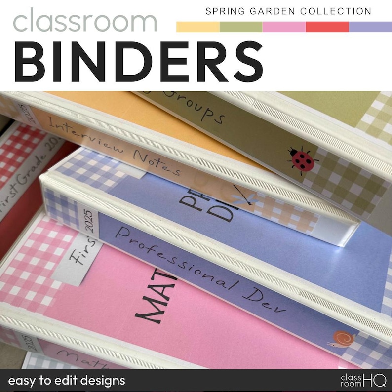 Editable Binder Covers & Student Book Covers | SPRING GARDEN Classroom ...