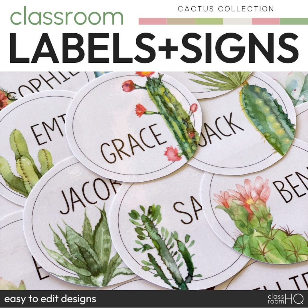 Cactus Classroom Theme Calm Classroom Decor Editable Classroom Labels ...