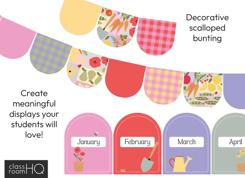 SPRING GARDEN Theme Class Birthday Bulletin Board: Pastel Classroom ...