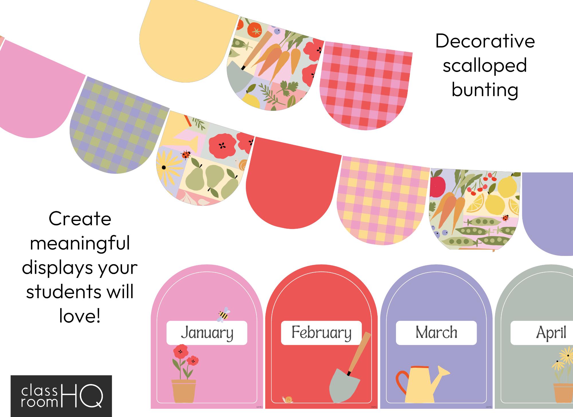 SPRING GARDEN Theme Class Birthday Bulletin Board: Pastel Classroom ...