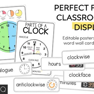 Telling Time Posters + Word Wall Pack - Etsy
