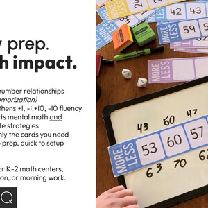 Number Sense Cards, Math Activity, 1 More 1 Less (digital Download) - Etsy