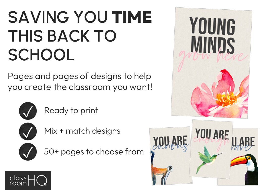 Modern Tropical Classroom Decor Growth Mindset Inspirational Classroom ...