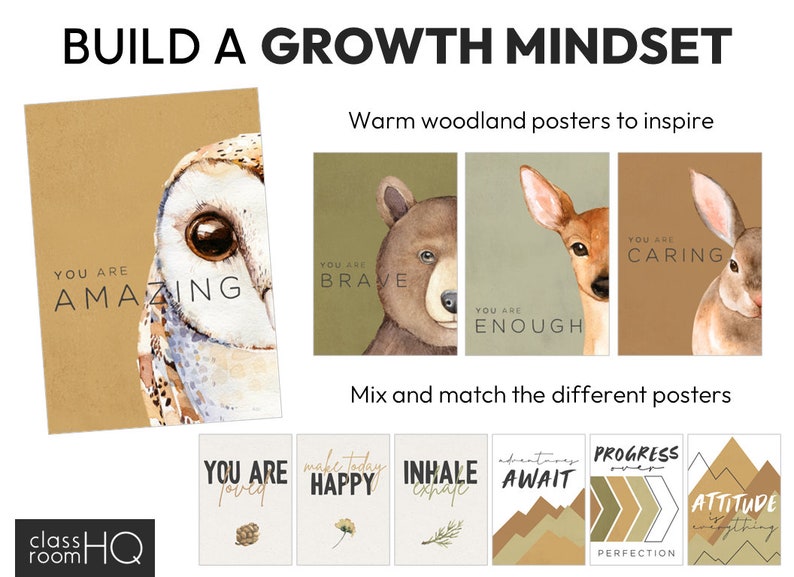 Woodland Forest Theme Classroom Decor Inspirational Classroom Posters ...