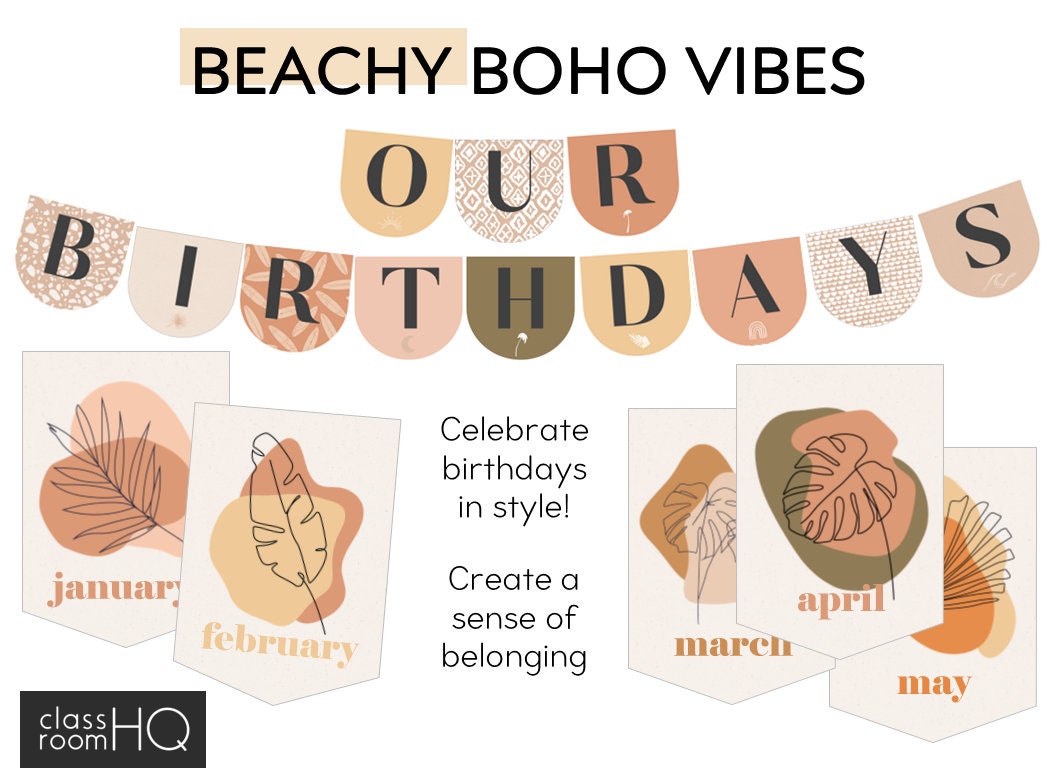 BOHO SUMMER Classroom Birthday Display Pack - Etsy