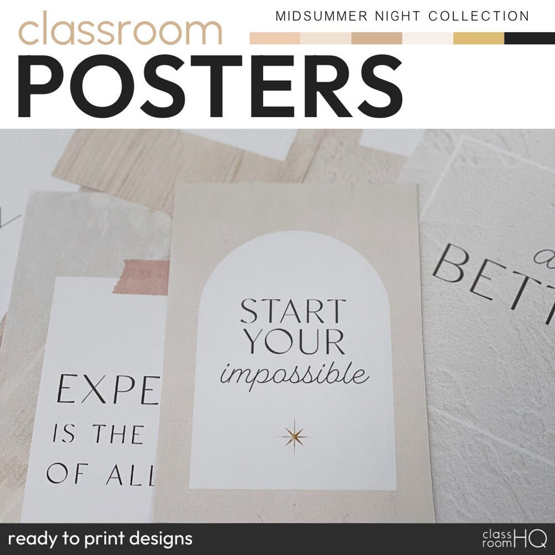 Celestial MIDSUMMER NIGHT Inspirational Classroom Posters | Neutral ...