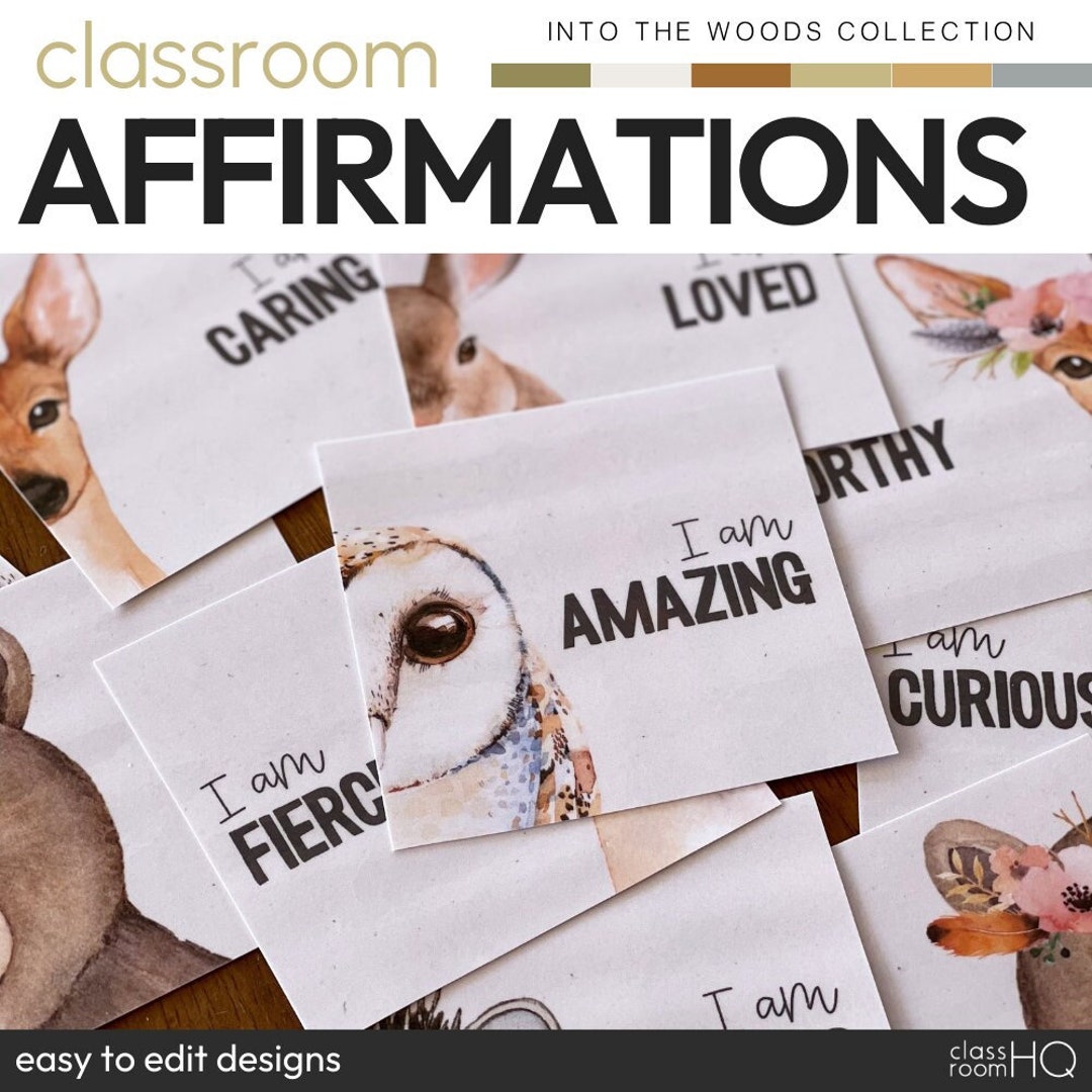 Woodland Forest Theme Classroom Decor Affirmation Station Pack | INTO ...