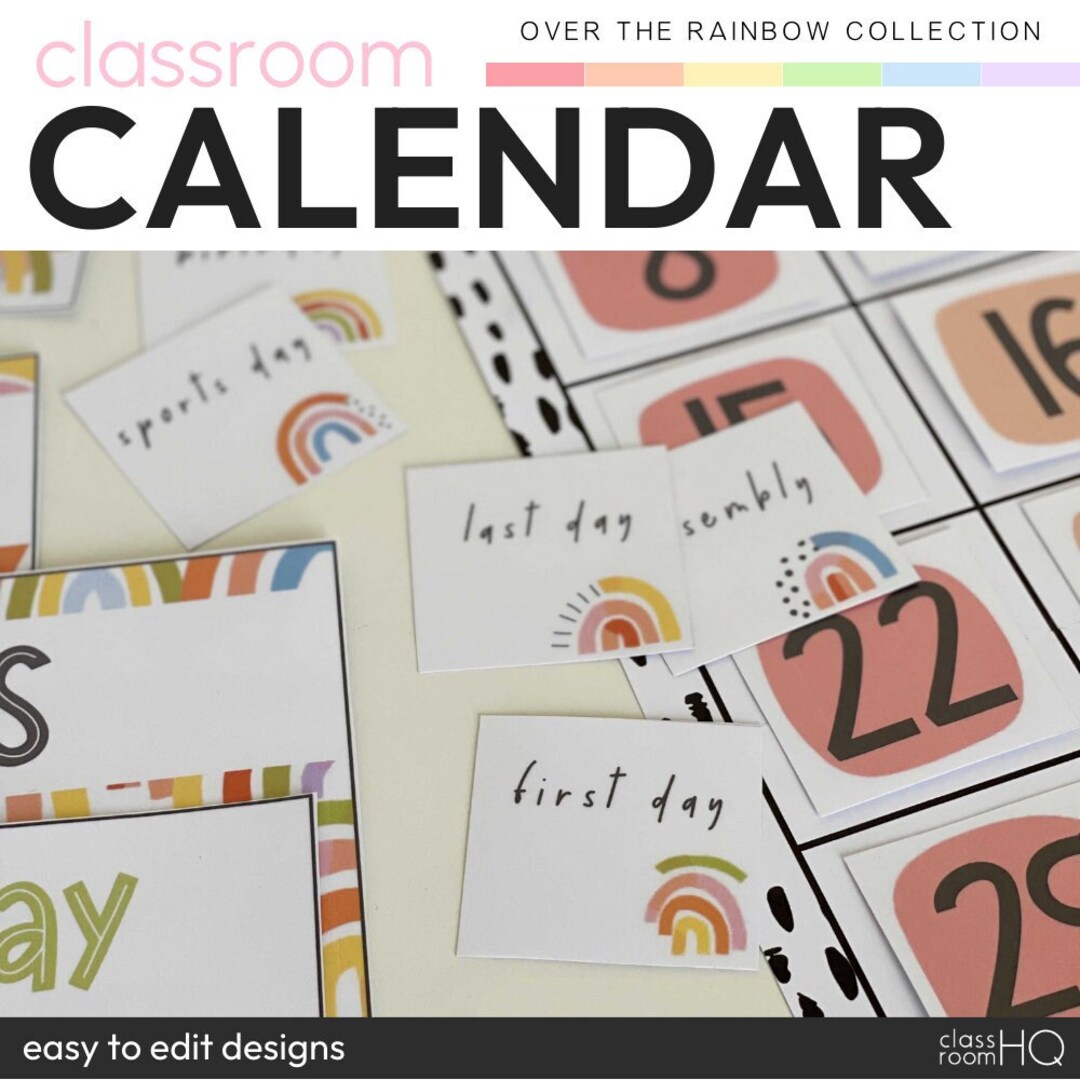 OVER THE RAINBOW Classroom Calendar - Etsy