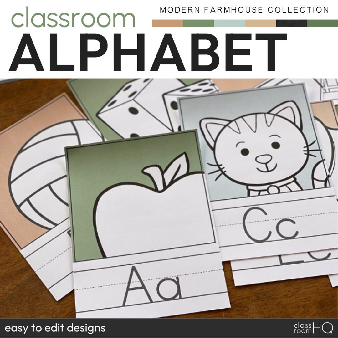 Botanical Greenery Theme Classroom Decor Alphabet Posters | MODERN ...