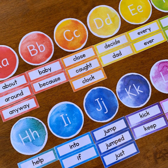 Rainbow WATERCOLOR PAINT Word Wall Pack - Etsy