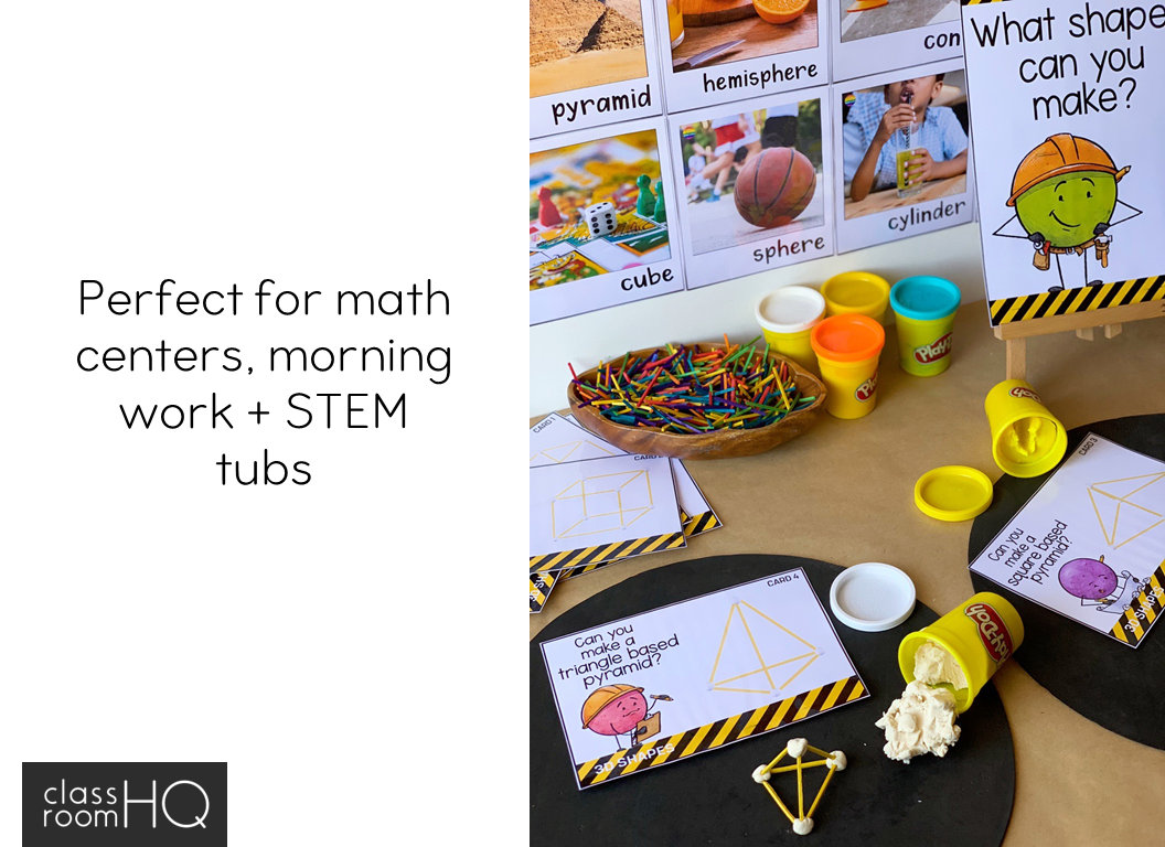 3D Shape STEM Challenge Task Cards - Building 3D Solid Shapes Math ...