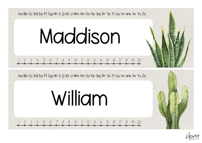Cactus Classroom Theme Calm Classroom Decor Editable Student Desk ...