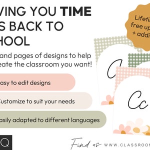 Vintage Retro Daisy Calm Classroom Theme Editable Alphabet Posters HAZY ...