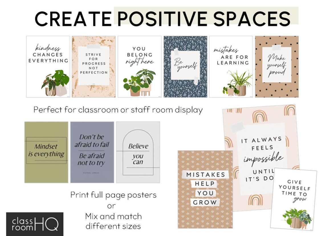 PLANT LIFE Inspirational Classroom Posters | Leafy Potted Indoor Plant ...