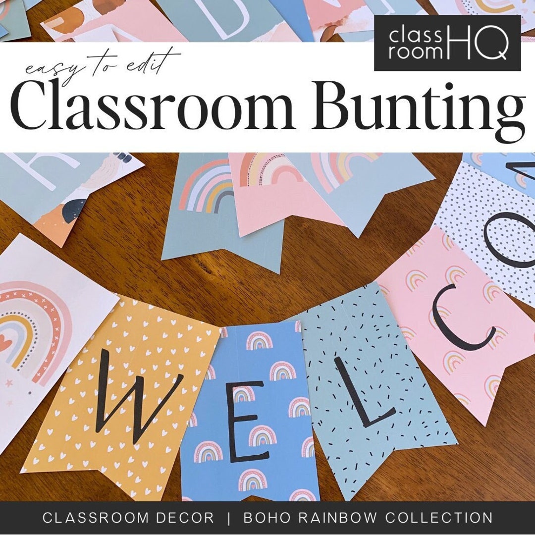 Modern BOHO RAINBOW Classroom Bunting Pack - Etsy