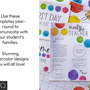 Watercolor Rainbow Theme Classroom Decor Editable Meet the Teacher ...