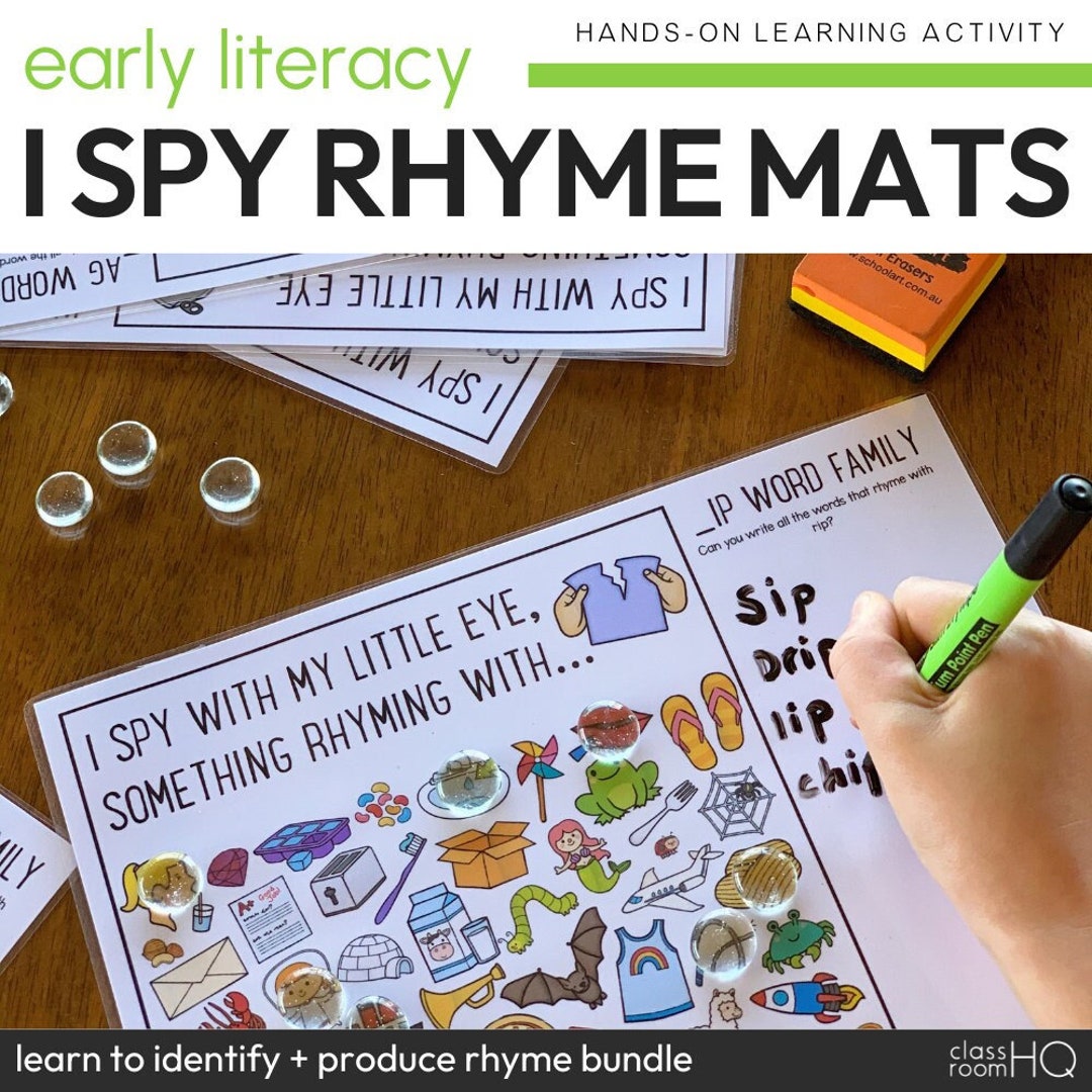 Rhyming Short Vowel Sound Word Family I Spy Mats - COMPLETE BUNDLE ...