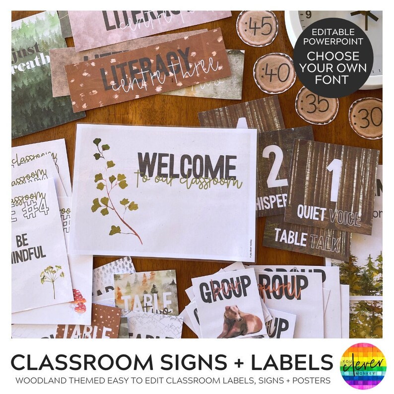 Woodland Forest INTO THE WOODS Classroom Labels Signs Pack - Etsy
