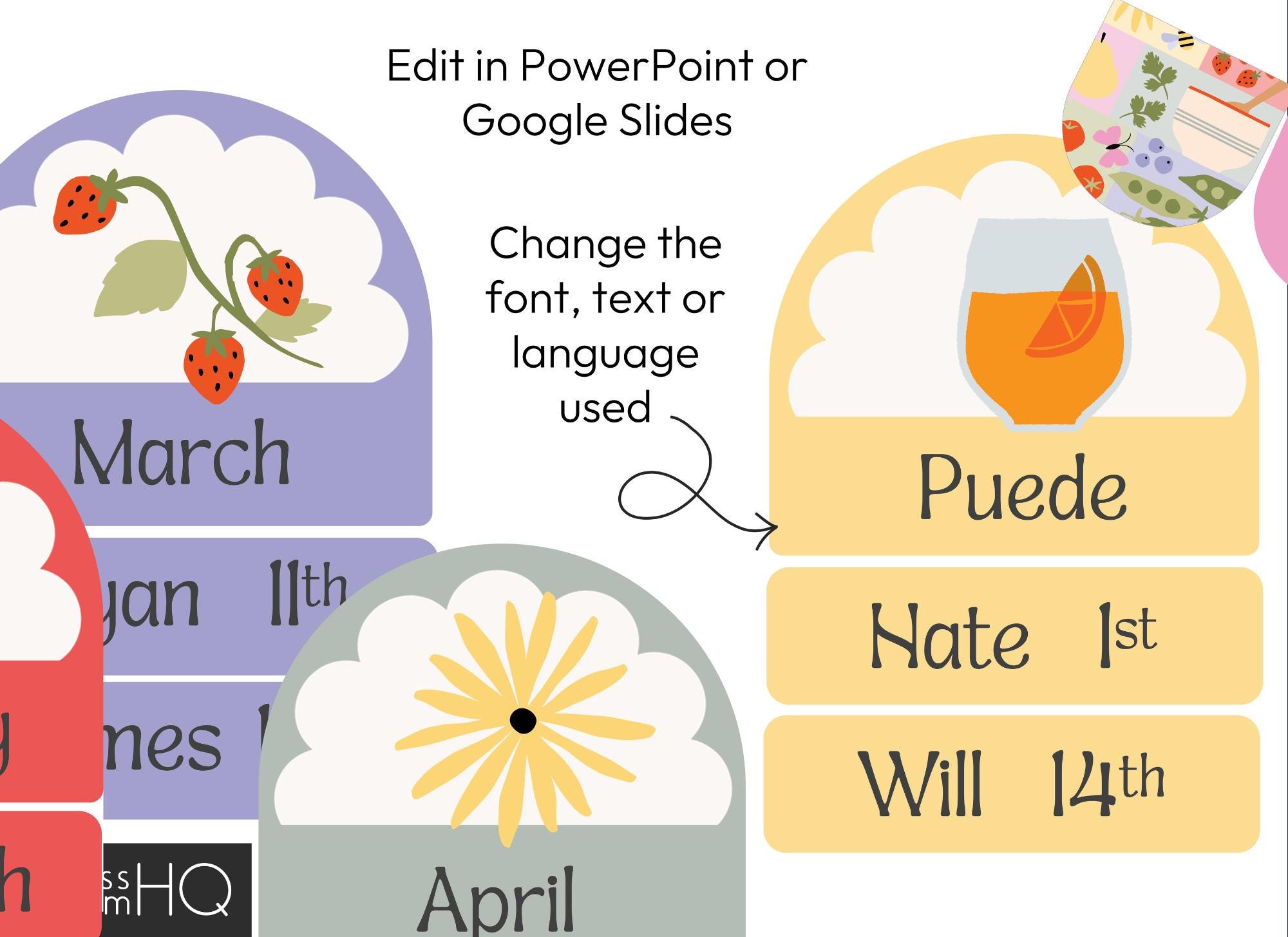 SPRING GARDEN Theme Class Birthday Bulletin Board: Pastel Classroom ...