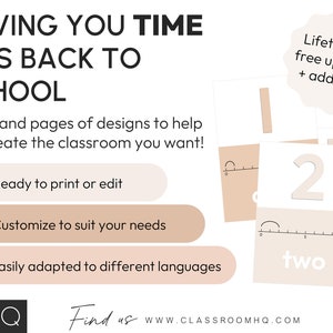 Neutral Classroom Decor Editable Number Posters | B+W NEUTRALS ...