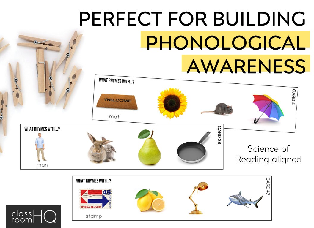 Rhyming Word Clip Cards | Building Phonological Awareness - Etsy