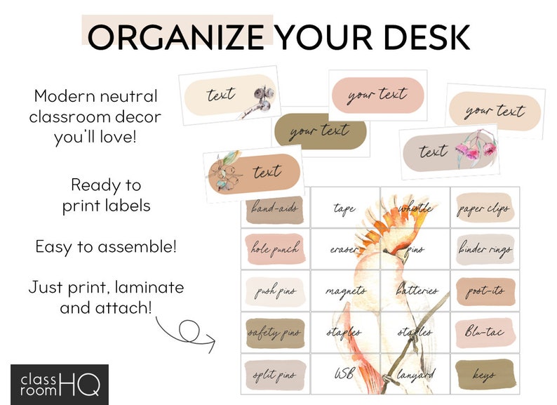 MODERN AUSSIE Teacher Toolbox Labels | Australian Themed Classroom ...