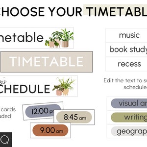 PLANT LIFE Classroom Timetable Pack Indoor Potted Plant Class Theme - Etsy