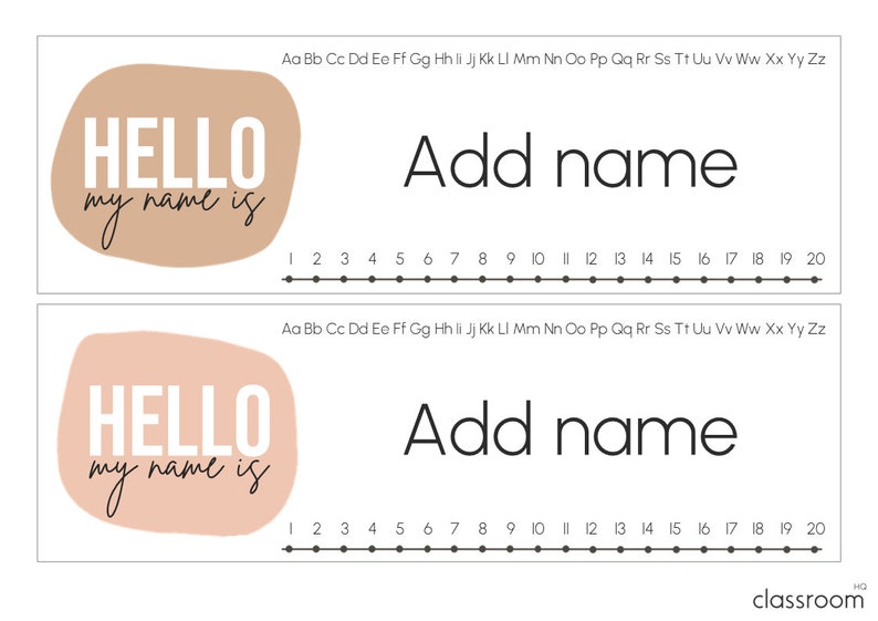Neutral Classroom Decor Editable Student Desk Plates | B+W NEUTRALS ...