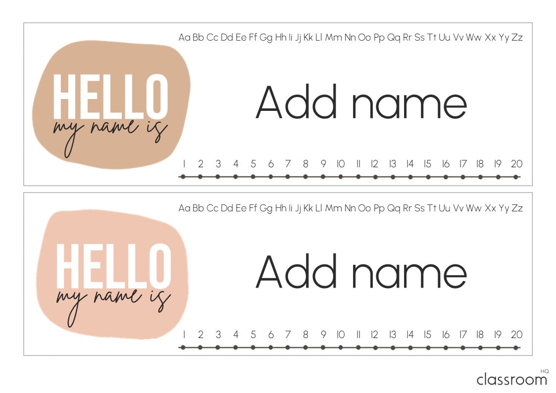 Neutral Classroom Decor Editable Student Desk Plates | B+W NEUTRALS ...
