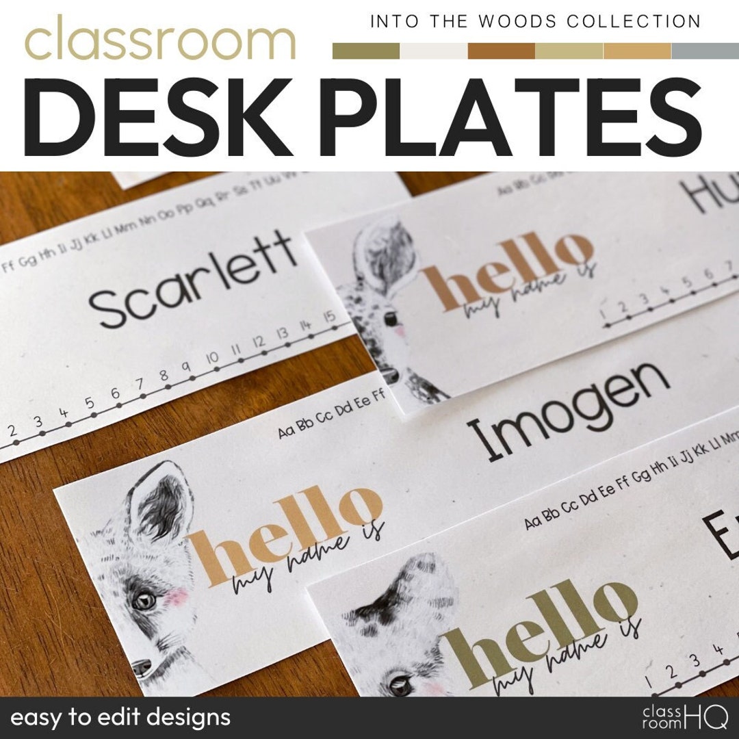 Woodland Forest Theme Classroom Decor Editable Student Desk Labels ...