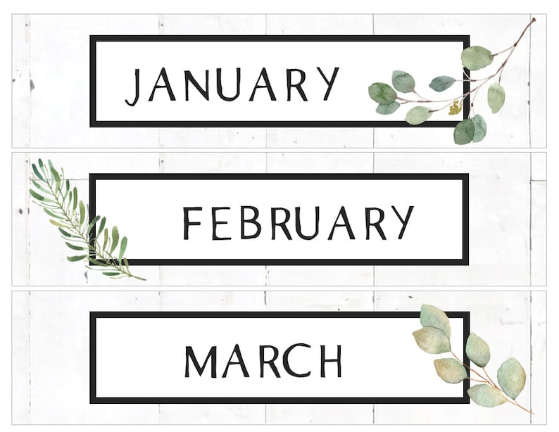 Botanical Greenery Theme Classroom Decor Large Classroom Calendar ...