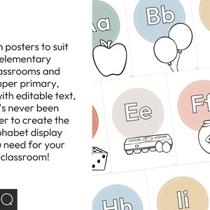 Modern Neutral Rainbow Editable Alphabet Posters BOHO RAINBOW Classroom ...