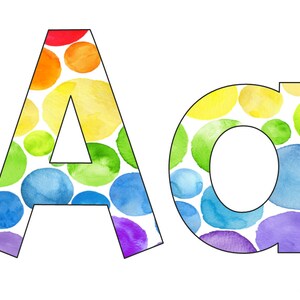 Rainbow Theme Bulletin Board Letters Editable Lettering Pack WATERCOLOR ...