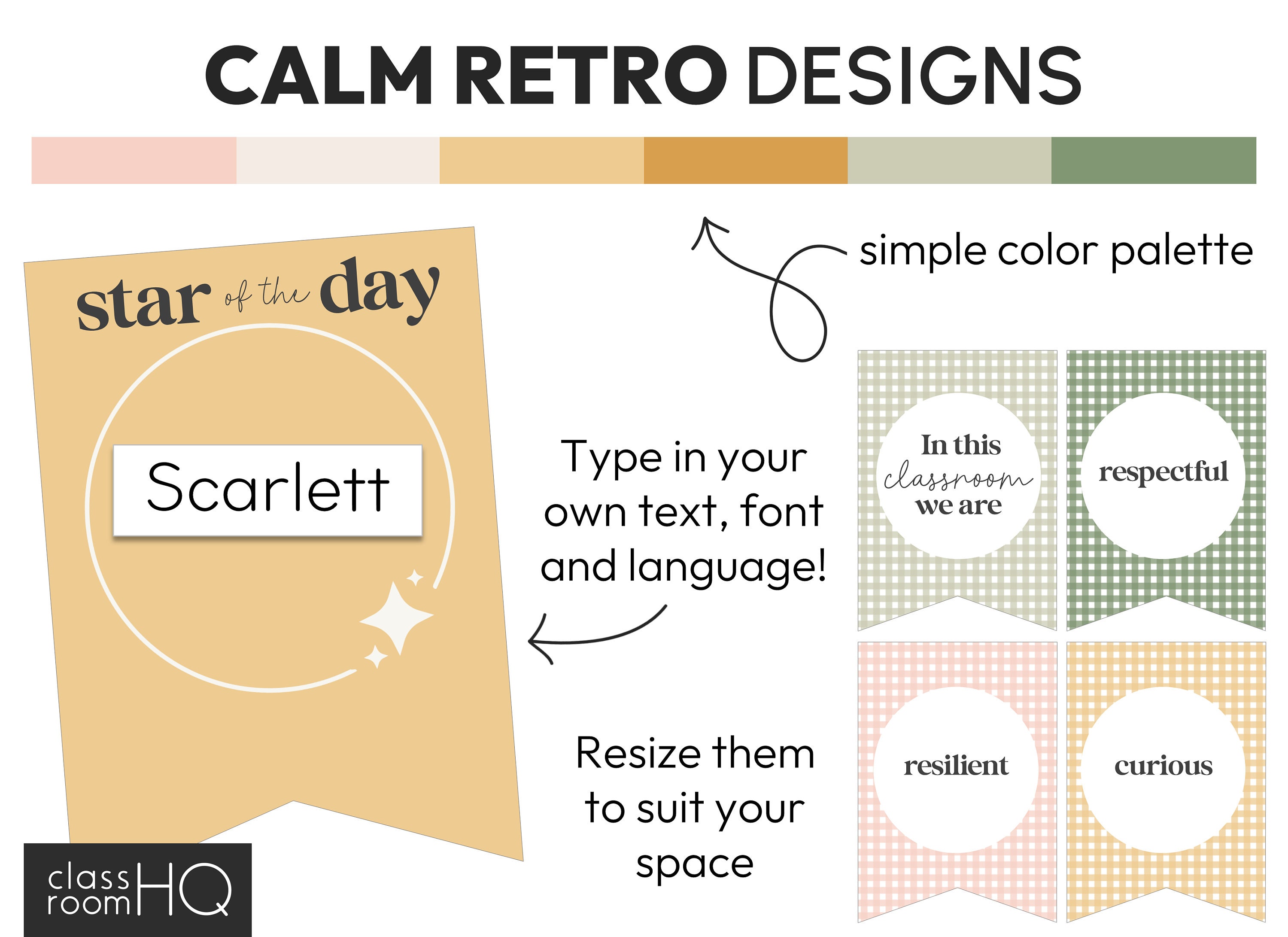Vintage Retro Daisy Calm Classroom Theme Editable Bulletin Board ...