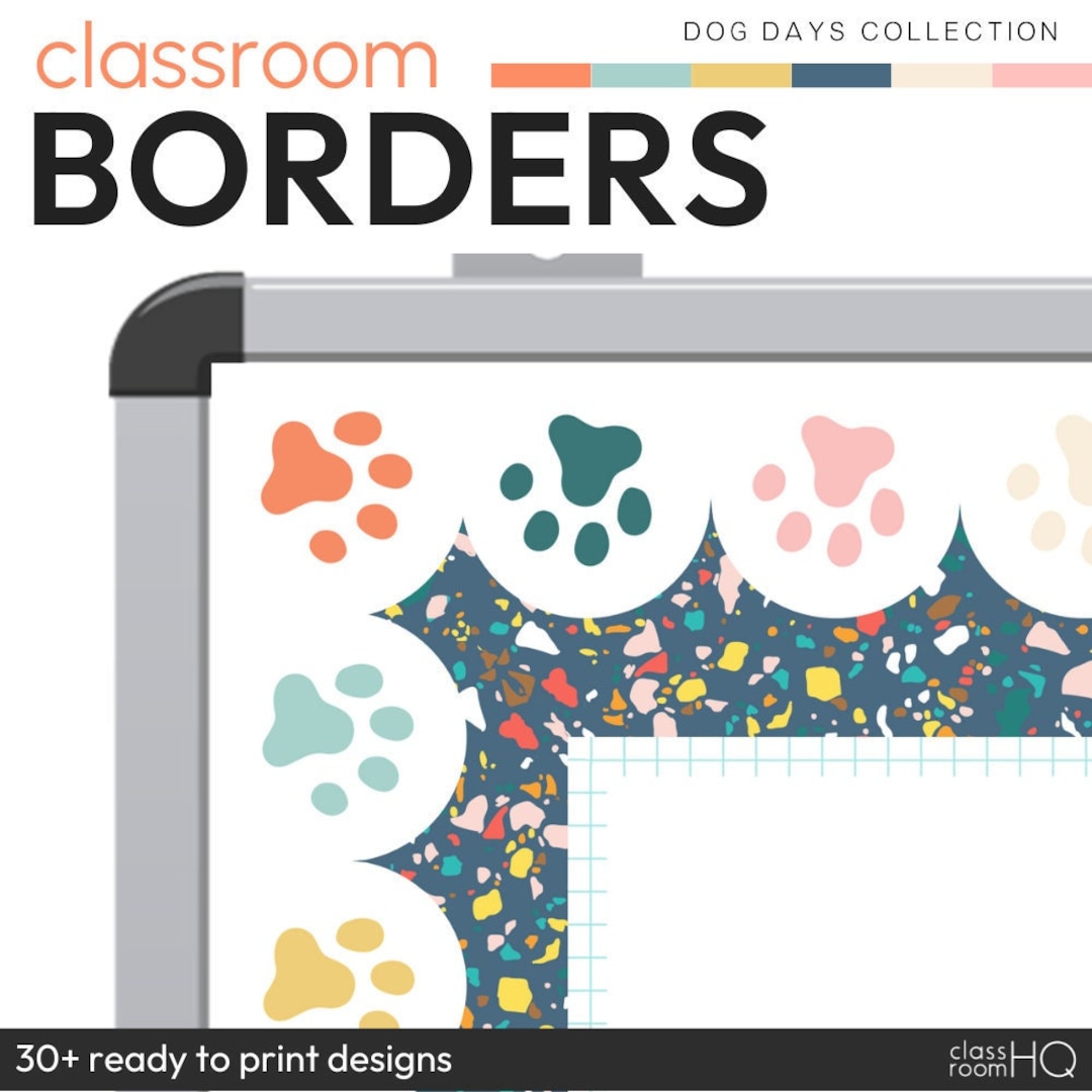 Bright Modern Dog Themed Editable Bulletin Board Borders DOG DAYS ...