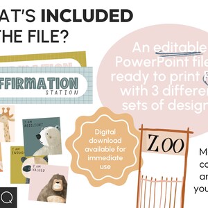 Wild Animal Zoo Theme Classroom Decor Editable Daily Affirmation ...