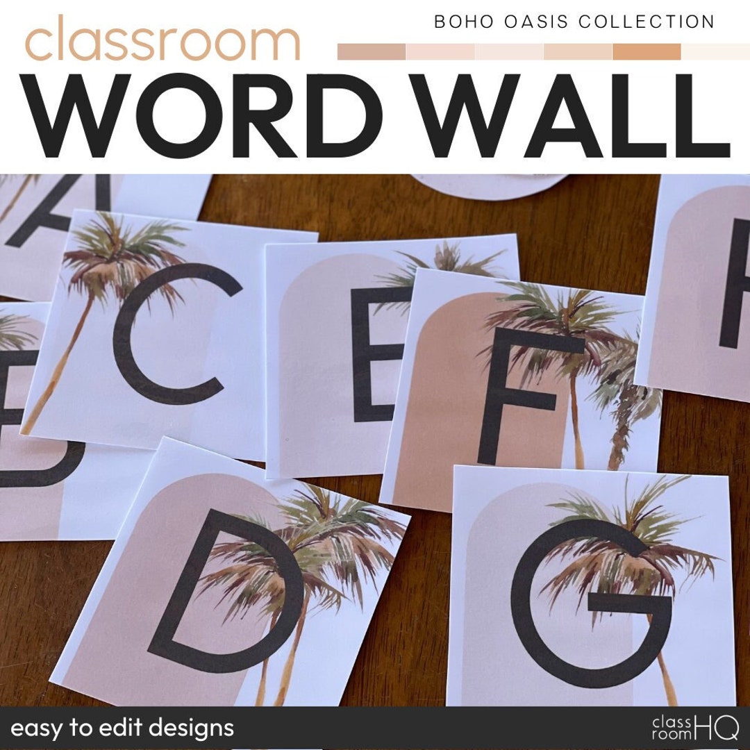 Calm Classroom Decor Neutral Class Theme Editable Word Wall Pack | BOHO ...