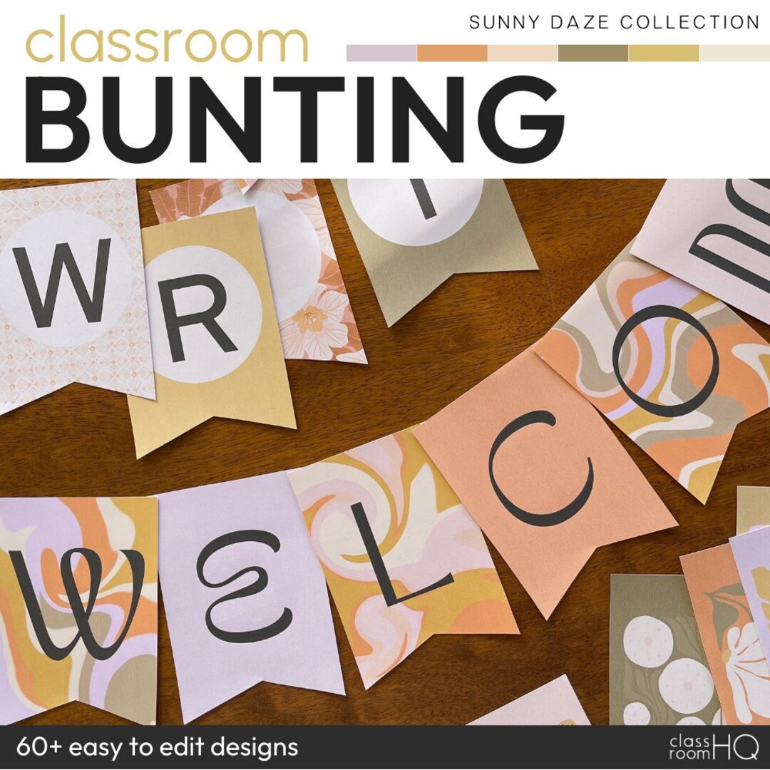 Groovy Vintage Retro Theme Classroom Decor Classroom Bunting Pack ...
