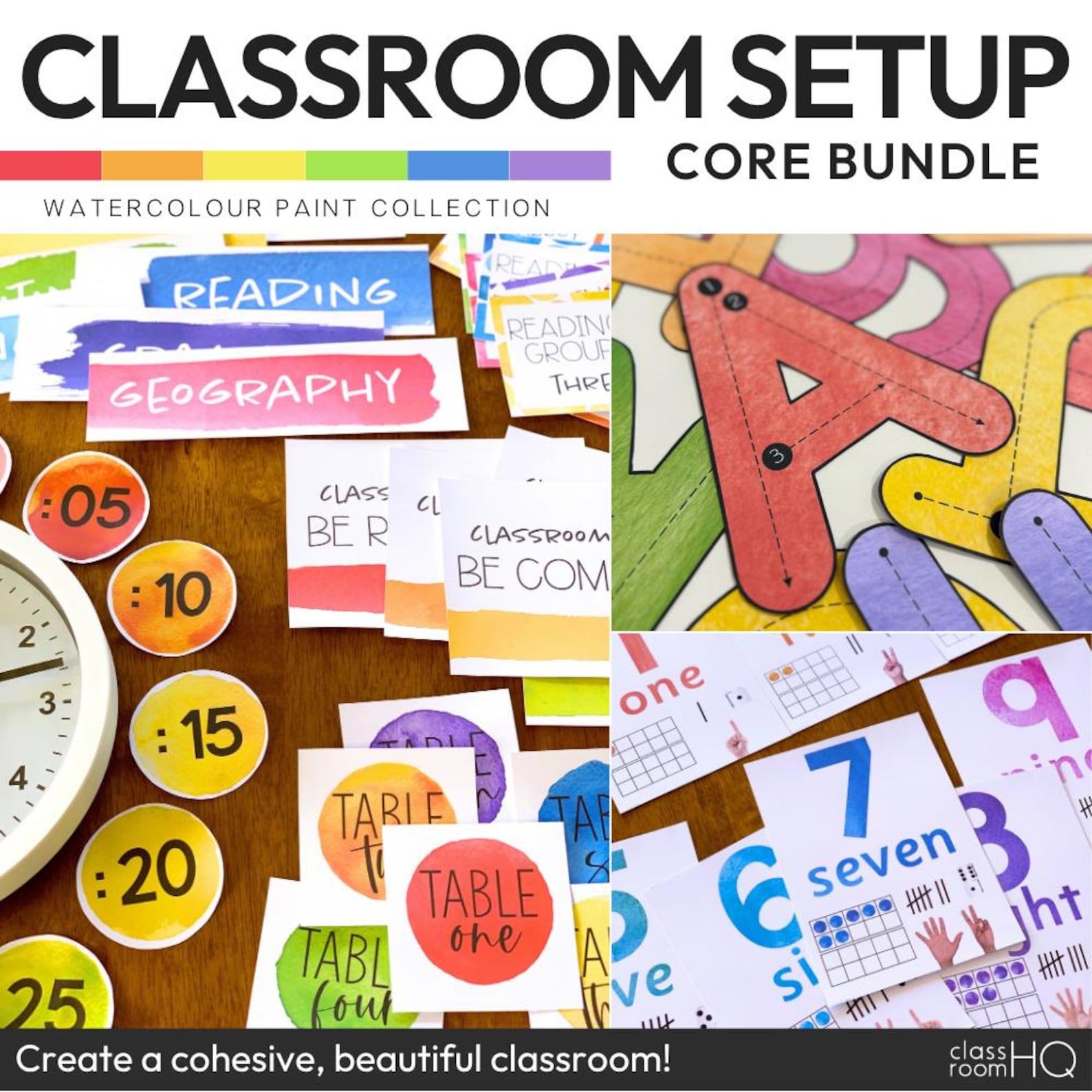 Watercolor Classroom Decor Bundle | Editable Setup + Organization Kit ...