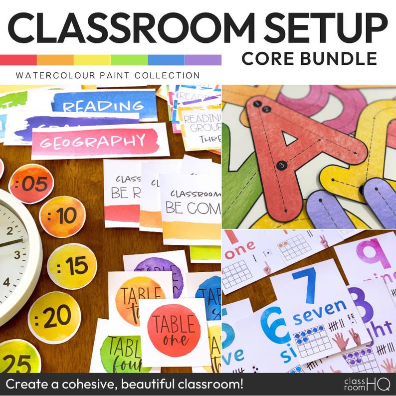 Watercolor Classroom Decor Bundle | Editable Setup + Organization Kit ...