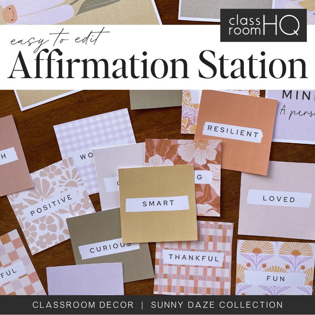 SUNNY DAZE Affirmation Station Retro Classroom Decor - Etsy